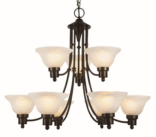 Trans Globe Perkins 9 Light 9 Shade Glass Bell 2 Tier Chandelier with – Lighting Originals