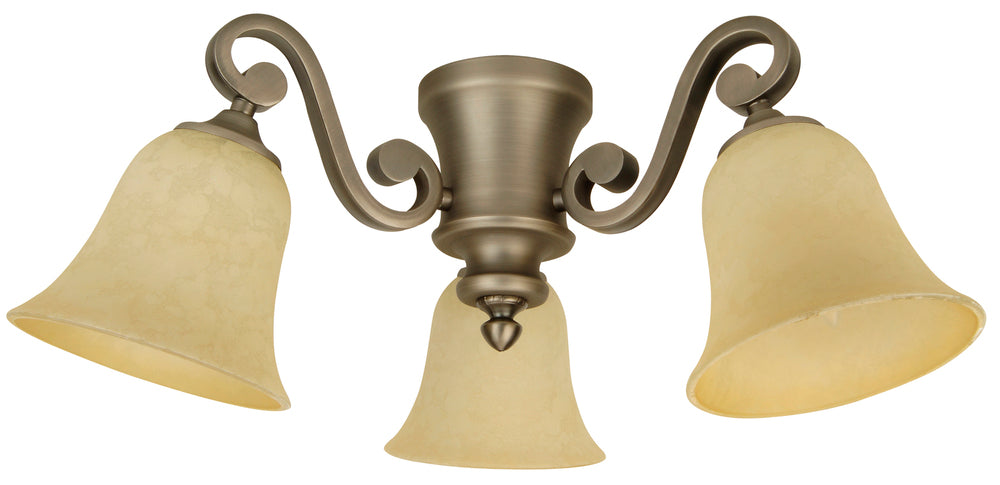 Craftmade 3 Arm Light Kit 3 Light Antique Scavo Glass With 3x9w LED in ...