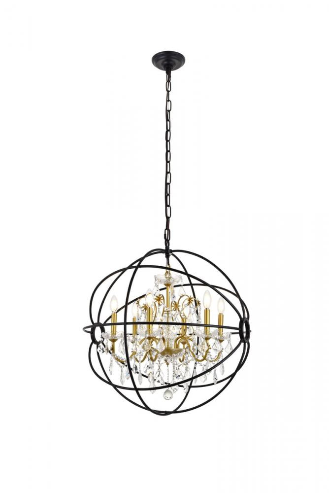 Elegant Lighting Cordelia 6 Light black Crystal Pendant Model: LD8801D ...