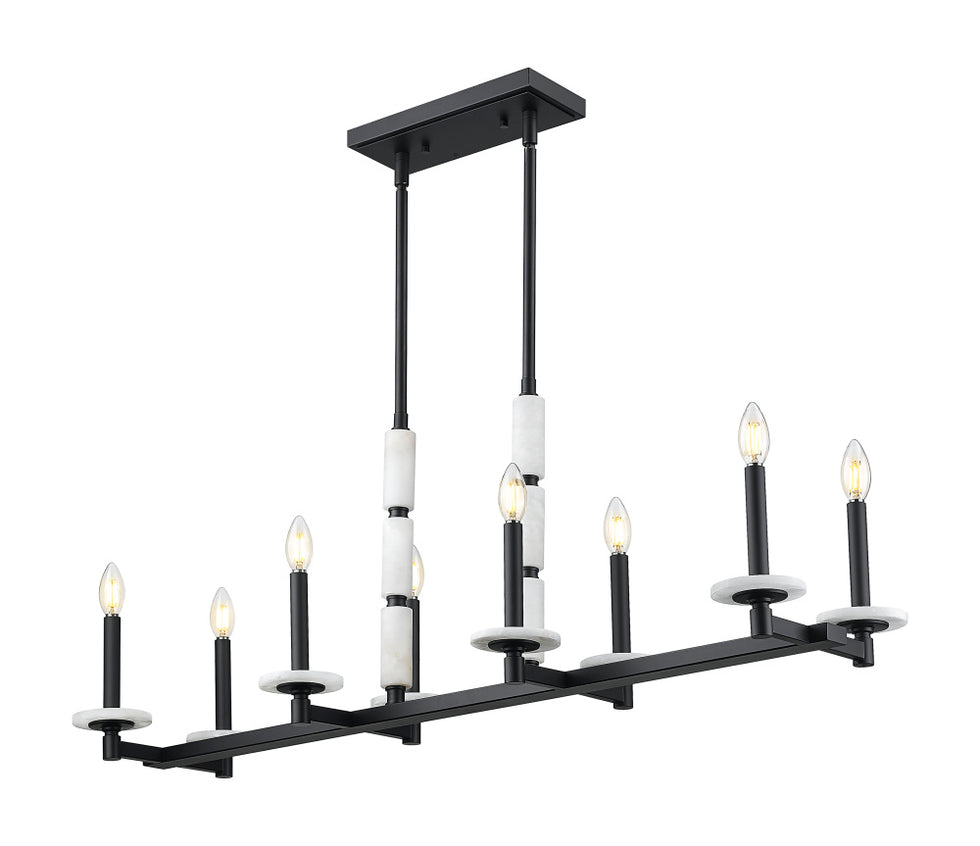 Z-Lite Kaden 8 Light Linear Chandelier in Matte Black Finish Model: 30 ...