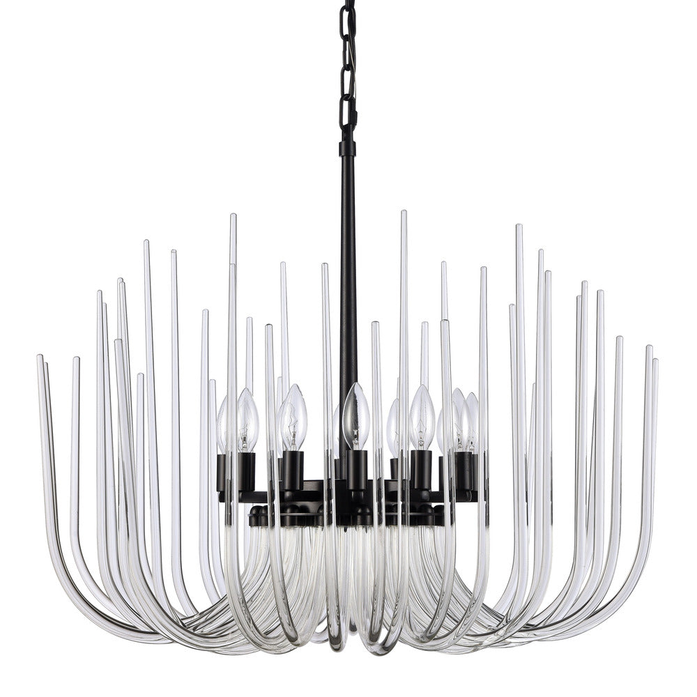Zeev Lighting ASTORIA 8 Light 8 Light Solid Curved Clear Glass in Sati ...
