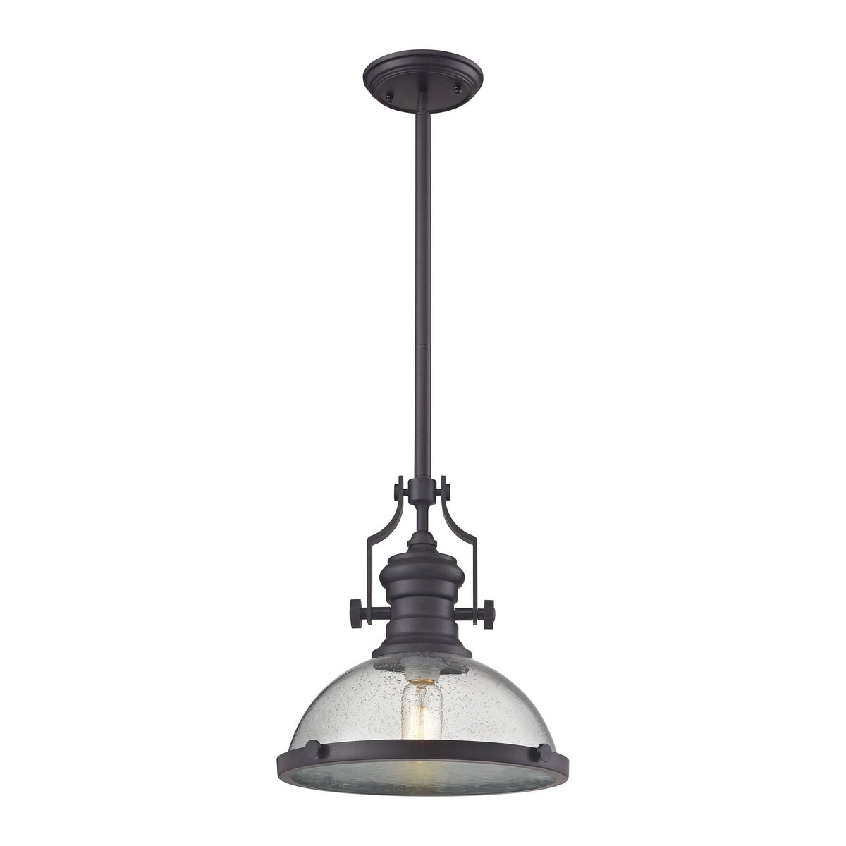 Elk 67733-1 Chadwick 1 Light Pendant In Oil Rubbed Bronze & Seeded Gla ...