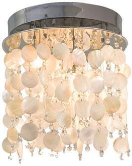 Six Light Ceiling Fixture with Ivory Shells & Clear Crystal Chains ...